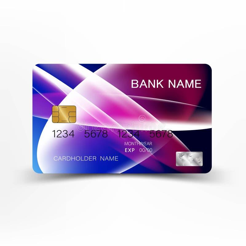 Credit Card Design. Mix Blue with Purple Color Stock Vector ...