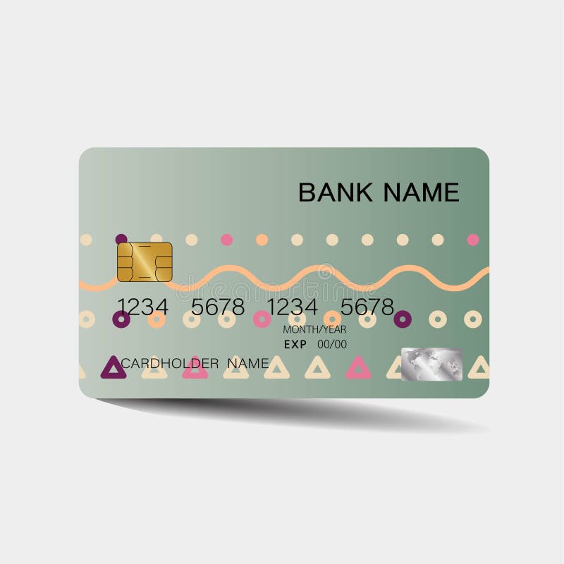 Templates of Credit Card. with Colorful Vintage Elements Desing. Stock ...