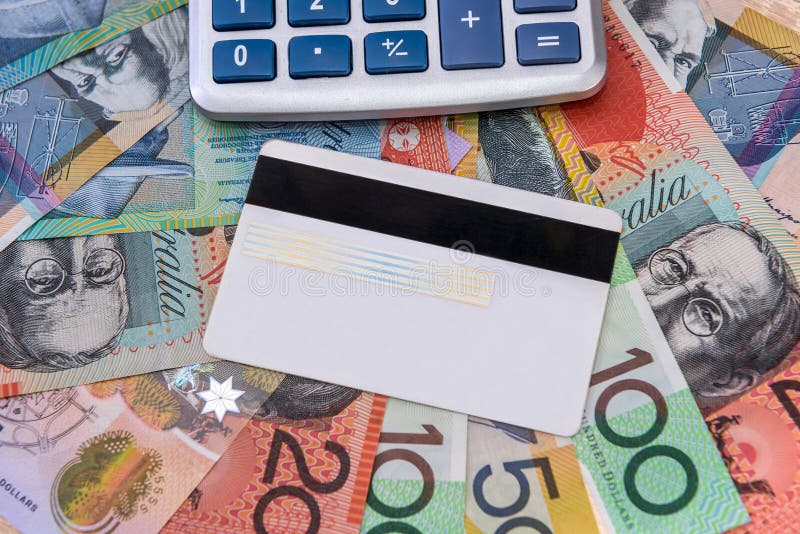 Credit Card on Australian Dollar Close Up Stock Image - Image of ...