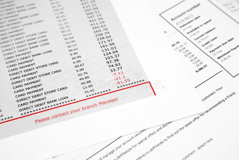 Credit Card Bank Statement stock image. Image of credit - 50674079