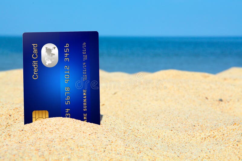 Credit card on the beach stock photo. Image of commerce - 42924012