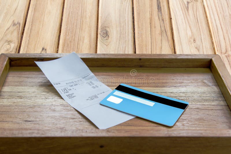 Credit Card and Bill Placed in Tray for Payment Stock Image - Image of ...