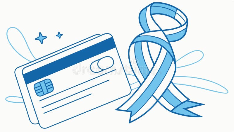 Credit Card with Blue Ribbon, Finance and Secure Payment Method Vector ...