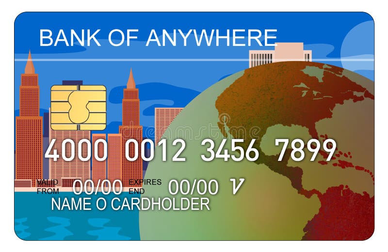 Credit Card With Buildings Map Stock Illustration - Illustration of ...