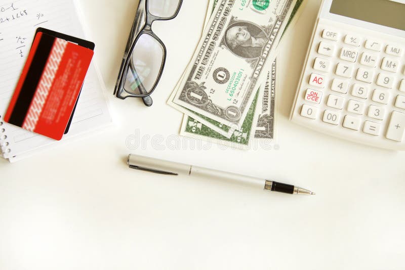 Credit Card with Calculator on Table Stock Photo - Image of calculator ...