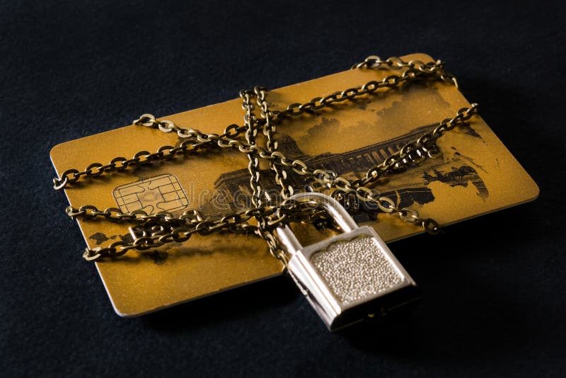 Credit card with chain stock photo. Image of finance - 206631942