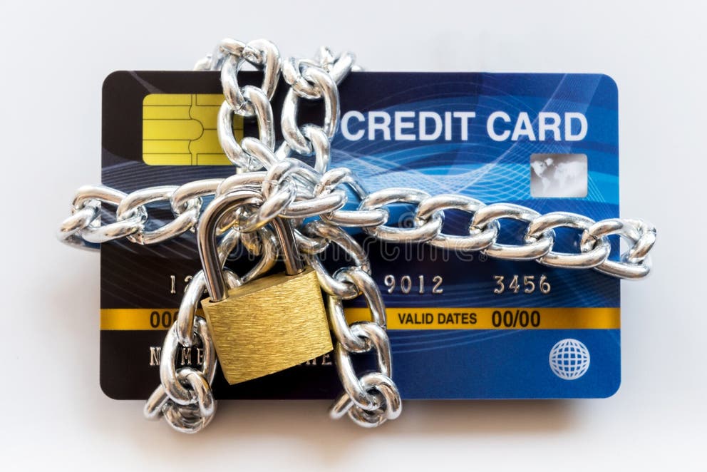 Credit Card with Chain and Padlock, Secure Trading Concept Stock Photo ...