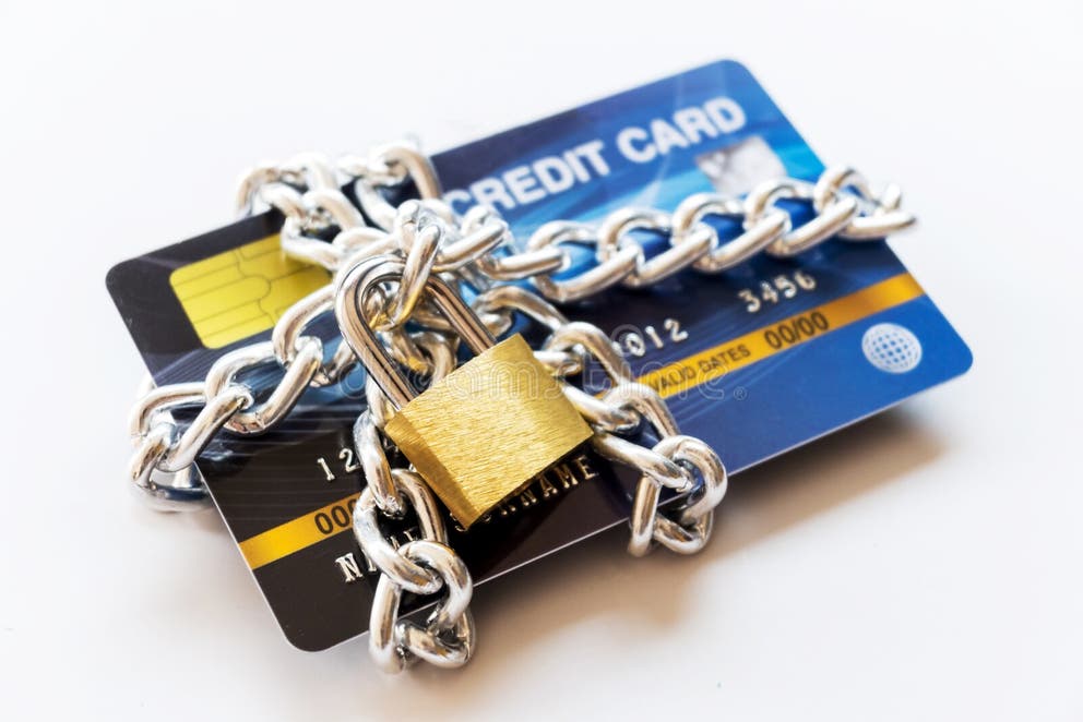 Credit Card with Chain and Padlock, Secure Trading Concept Stock Photo ...
