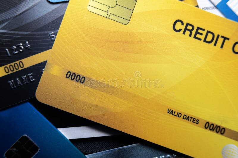 Credit Card Close Up Shot with Selective Focus. Lots of Overlapping ...