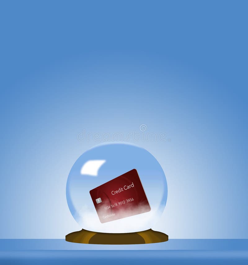 A Credit Card Comes into Focus Inside a Fortune Teller`s Crystal Ball ...