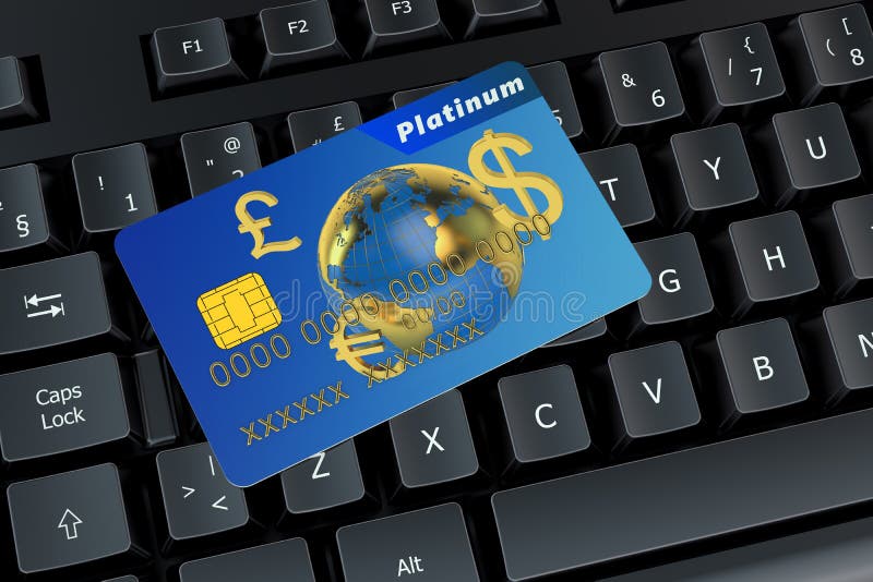 Credit Card on a Computer Keyboard Stock Illustration - Illustration of ...