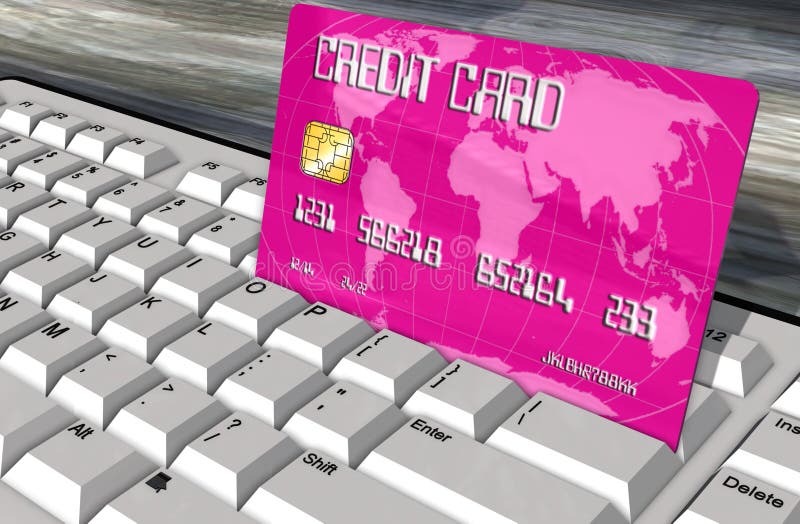 Credit Card on Computer Keyboard Closeup Stock Illustration ...