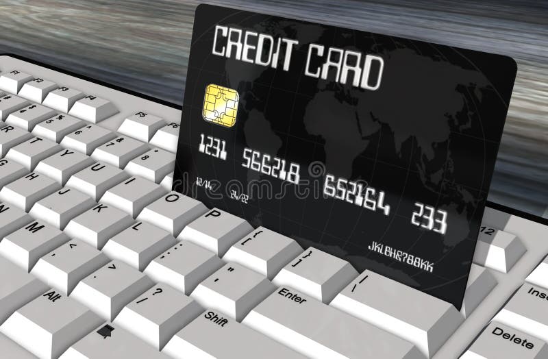 Credit Card on Computer Keyboard Closeup Stock Image - Image of concept ...