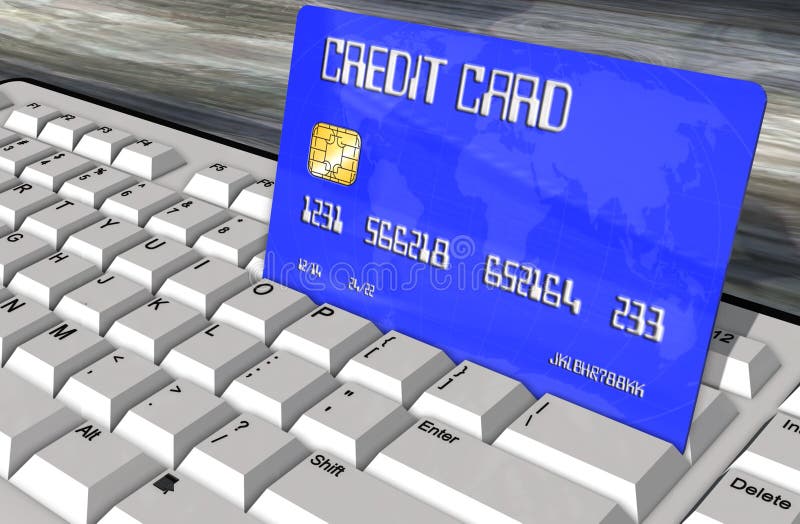Credit Card on Computer Keyboard Closeup Stock Illustration ...