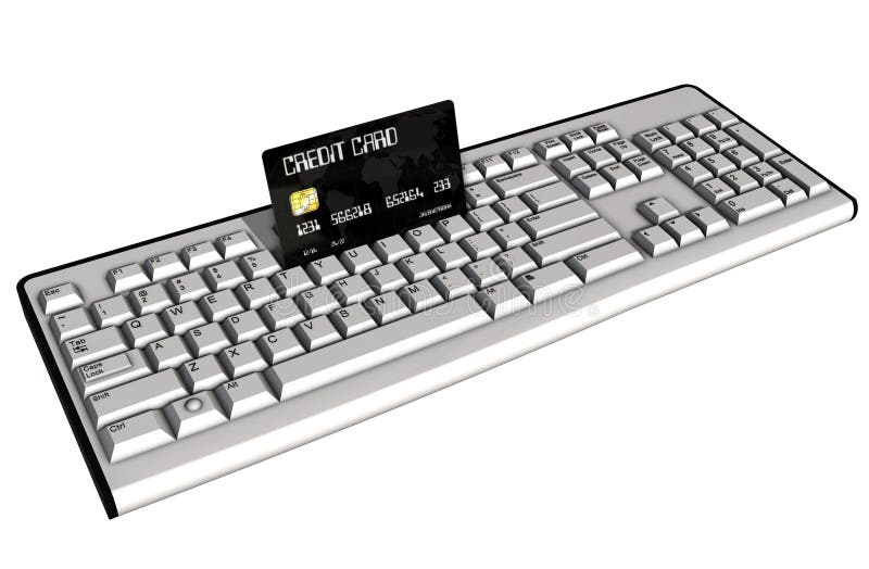 Credit Card on Computer Keyboard Closeup Stock Illustration ...