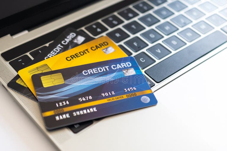 Credit Card on a Computer Keyboard. Internet Purchase Concept Stock ...