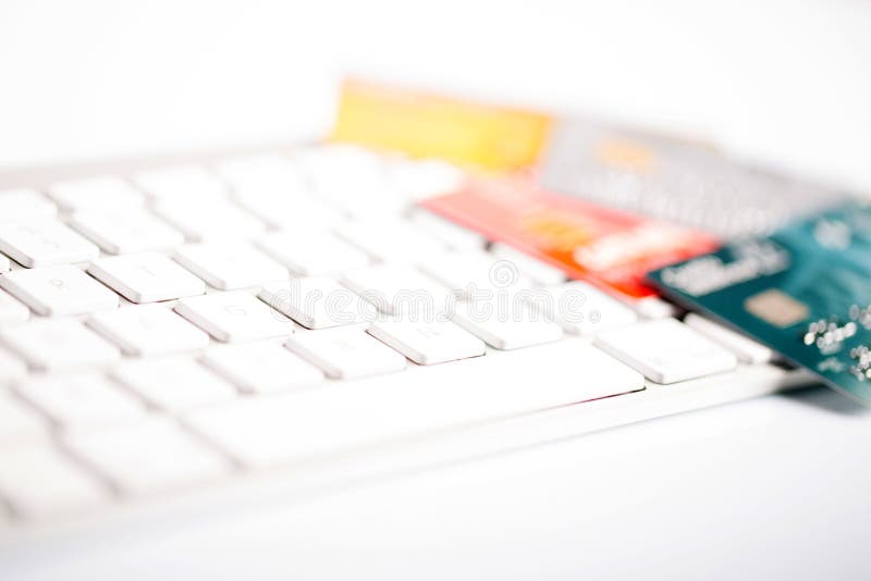 Credit Card on a Computer Keyboard Stock Image - Image of studio, focus ...