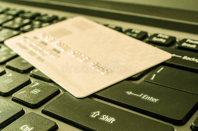 Credit Card on Computer Keyboard Editorial Image - Image of card, cash ...