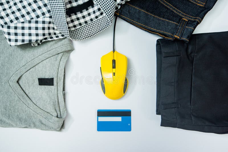 Credit Card Computer Mouse Online Shopping Concept Isolated Whit Stock ...