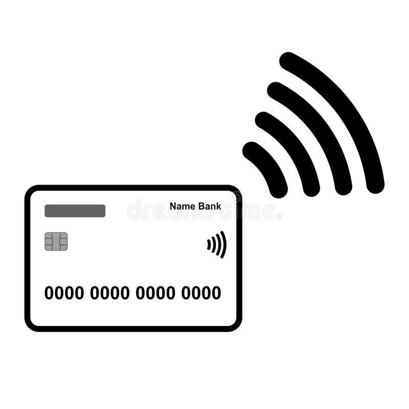 Credit Card, Contactless NFC Payment Line Icon, Illustration Vector ...
