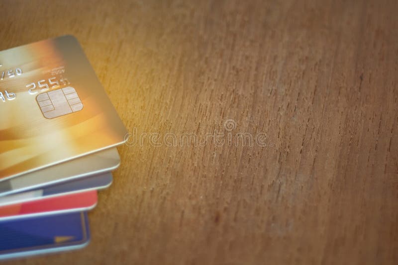 Credit Card or Debit Card on Working Table , Stock Photo - Image of ...