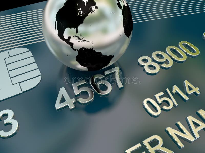 Credit Card Detail with Planet Earth Stock Illustration - Illustration ...