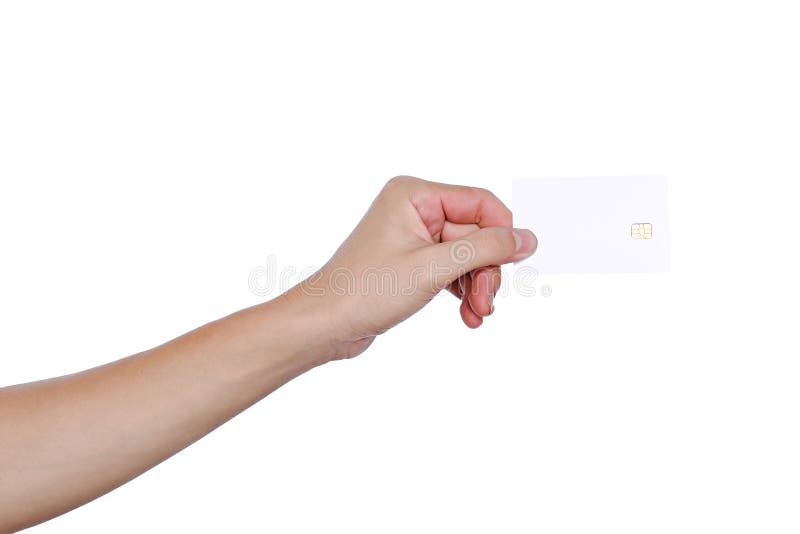 Blank Credit Card, Empty White Credit Card with Chip in Hand Holding on ... Blank Credit Card, Empty White Credit Card with Chip in Hand Holding on ...