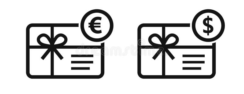 Credit Card with Euro and Dollar Shopping Gift Card Icon Stock Vector ...