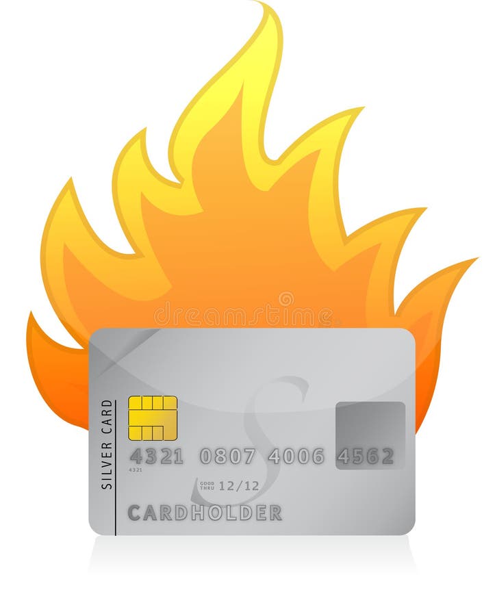 Credit Card on Fire Concept Stock Vector - Illustration of flames ...