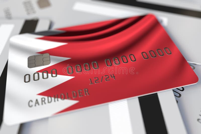 Credit Card with Flag of Bahrain 3d Rendering Stock Illustration ...