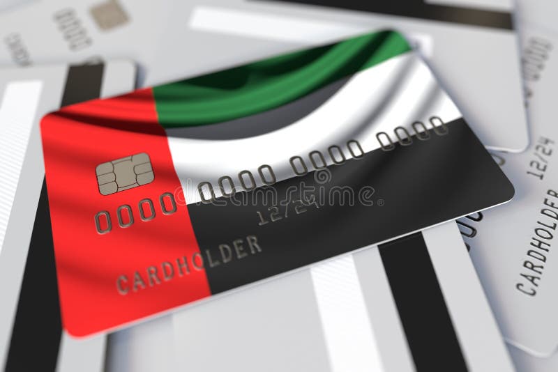 Credit Card with Folded Flag of the UAE 3d Rendering Stock Photo ...
