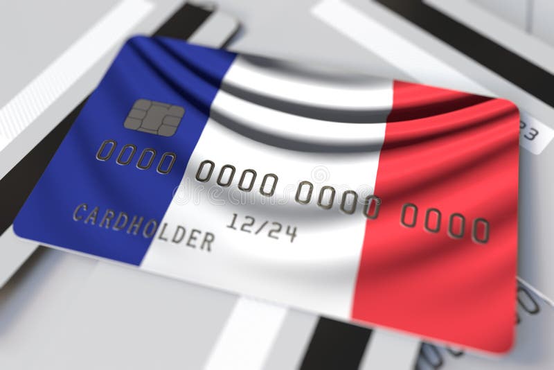 Credit Card with Flag of France 3d Rendering Stock Illustration ...