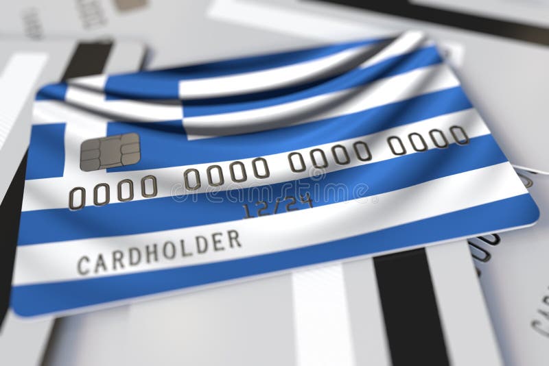 Credit Card with Flag of Greece 3d Rendering Stock Illustration ...