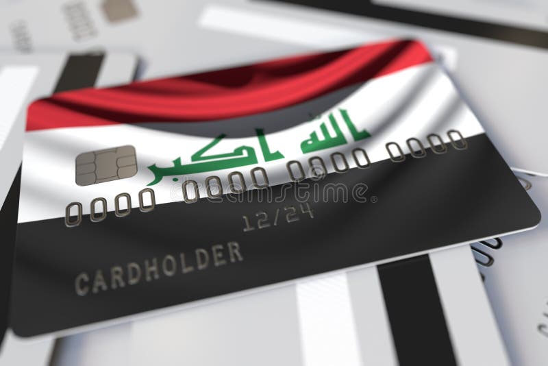 Flag of Iraq on the Credit Card 3d Rendering Stock Illustration ...