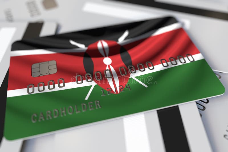 Flag of Kenya on the Credit Card 3d Rendering Stock Illustration ...