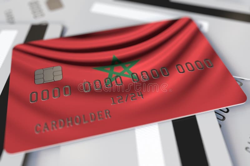 Flag of Morocco on the Credit Card 3d Rendering Stock Illustration ...