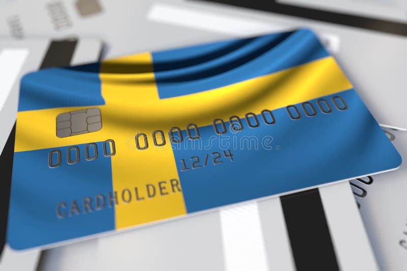 Credit Card with Flag of Sweden 3d Rendering Stock Illustration ...