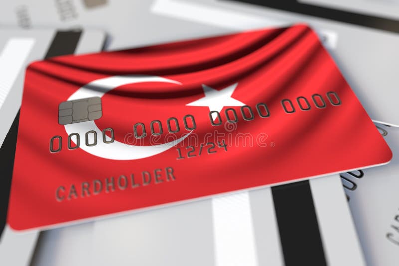 Credit Card with Flag of Turkey 3d Rendering Stock Illustration ...