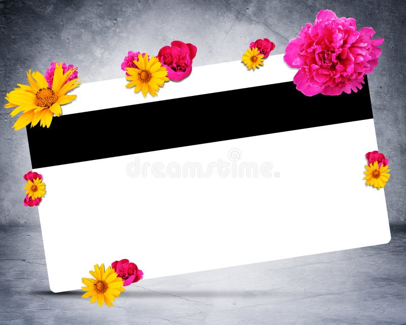 Credit card with flowers stock image. Image of payment - 69334327