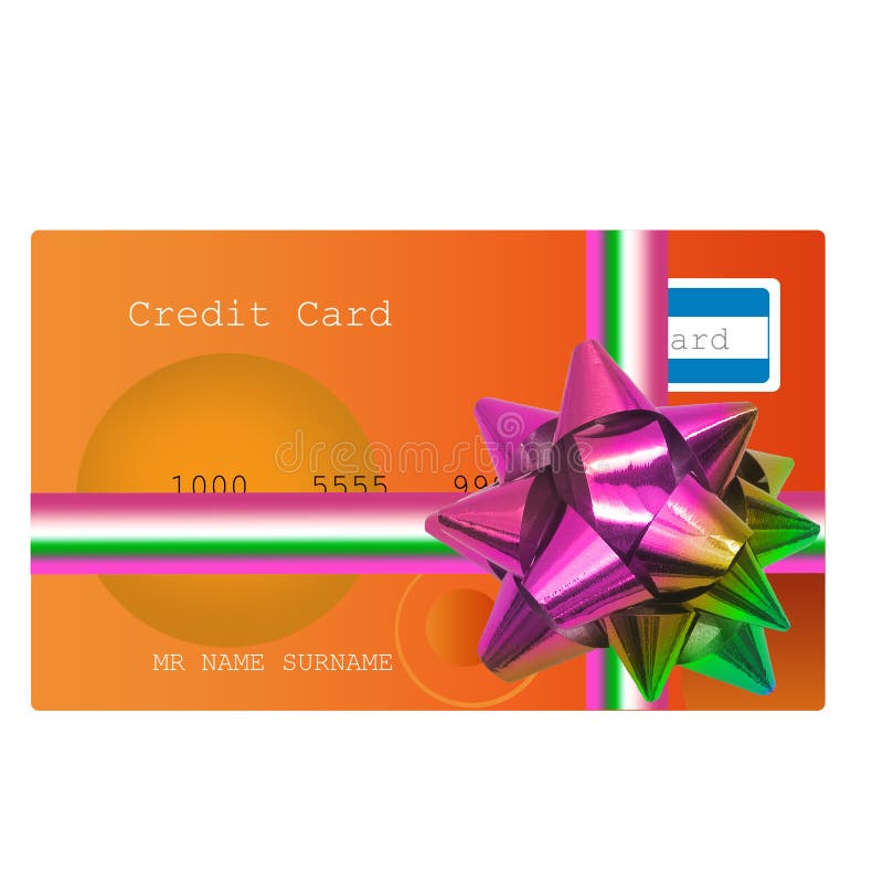 Credit card on a gift stock illustration. Illustration of ecommerce ...
