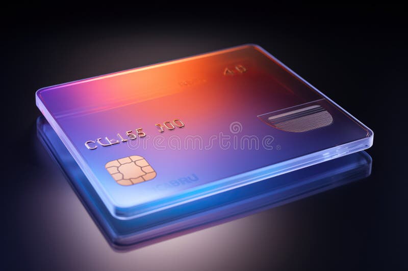 Credit Card with a Gradient Pattern in Glassmorphism Style on a Dark ...