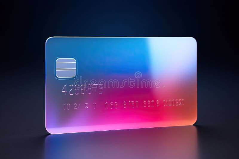 Credit Card with a Gradient Pattern in Glassmorphism Style on a Dark ...