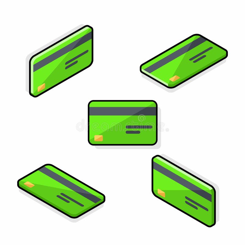 Green Credit Card, Bank Card, Isometric, Finance, Business, No ...