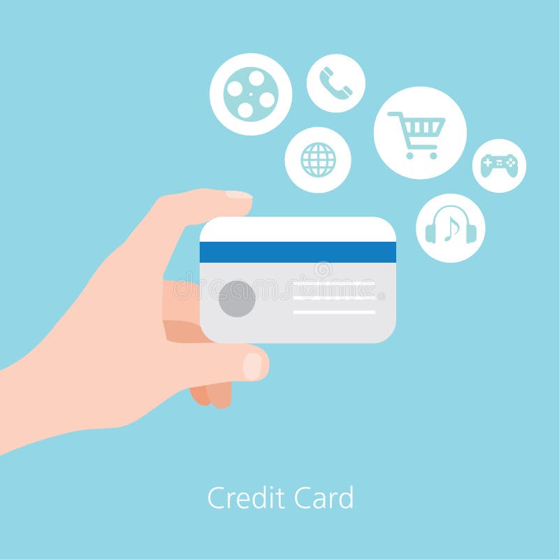 Credit Card and Hand Concept Flat Illustration Stock Illustration ...