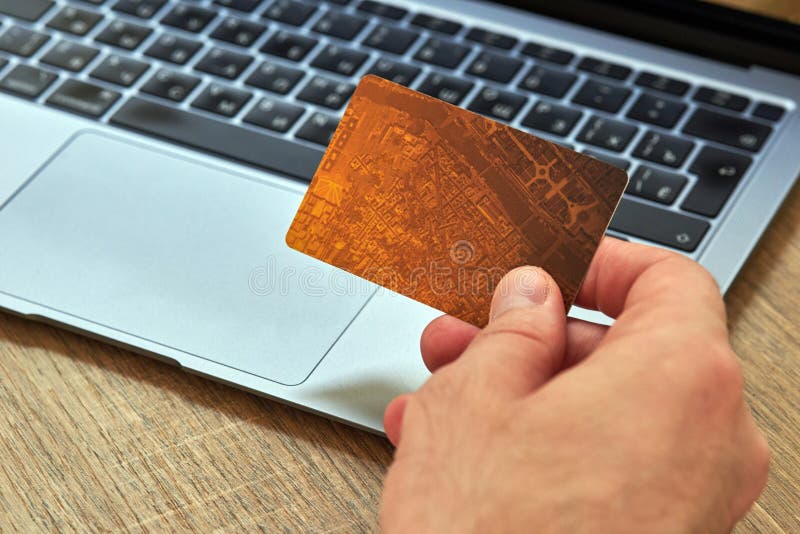 Credit Card in Hand at the Laptop, Payment Concept Stock Image - Image ...