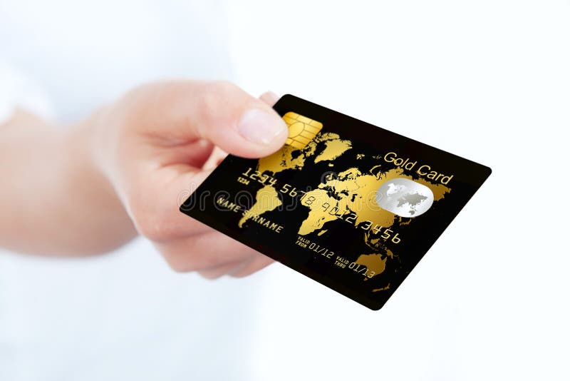 Gold Credit Card Holded Hand Over White Stock Photos - Free & Royalty ...
