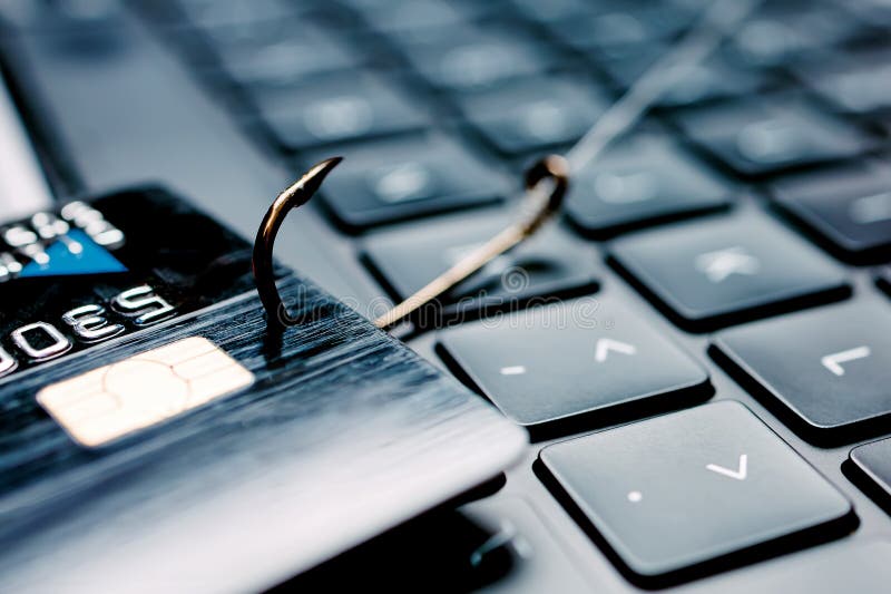Credit Card on the Hook Close-up. Phishing, Data Stealing Stock Image ...