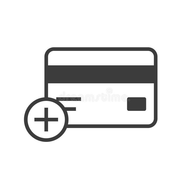 Credit Card Icon with a Plus Sign. Stock Vector - Illustration of ...