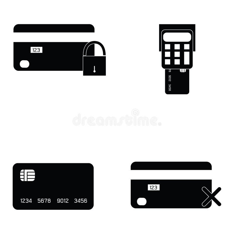 Credit card icon set stock vector. Illustration of sign - 102203955