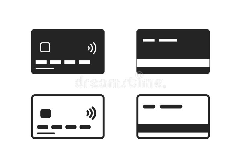Credit Card Icon Set. Front Side and Back Side. Financial and Banking ...